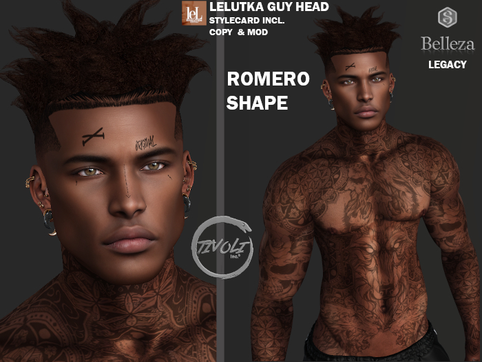 Second Life Marketplace - -Tivoli Inc - Lelutka guy shape romero guy head + body signature and ...